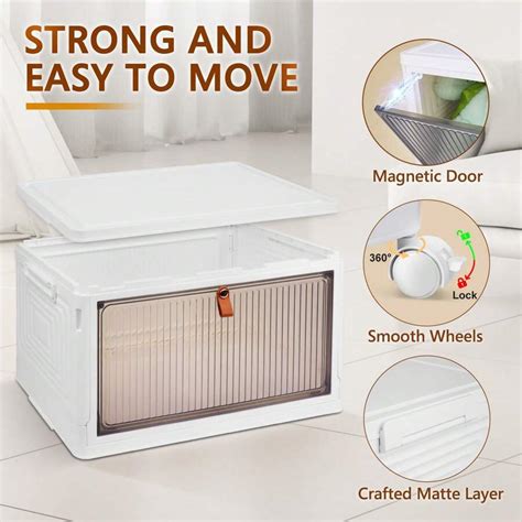 4 Tier Stackable Storage Bins With Wheels And Lid 23qt Closet