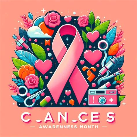 Breast Poster Promoting Cancer Awareness With Pink Ribbon Symbol