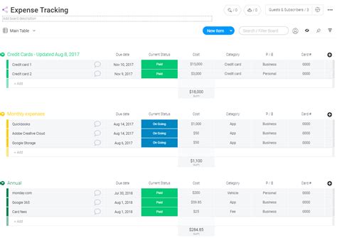 expense tracking template