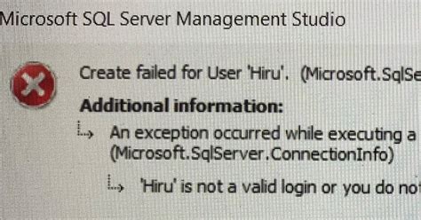 sql server error while creating user