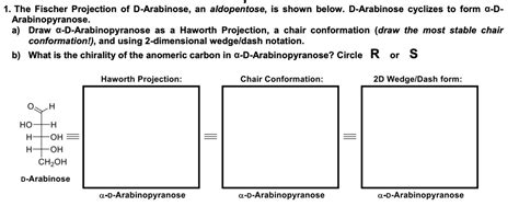 Solved The Fischer Projection Of D Arabinose An Aldopentose Is Shown