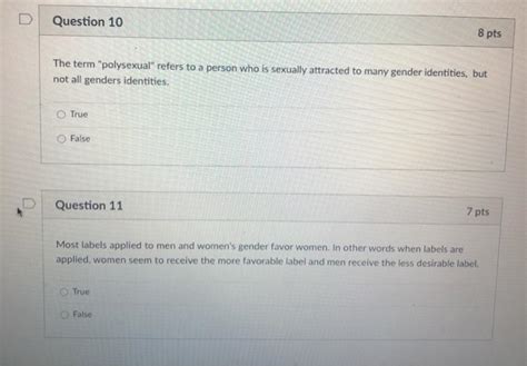 Solved Question 1 7 Pts Gender Is Based On You Biological
