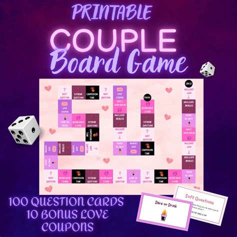 Couple Board Game Printable Board Game Couple Drink Game Date Night