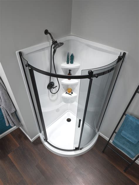 Round Corner Shower Enclosure In Matte Black B911917 3838 Bl Delta Faucet
