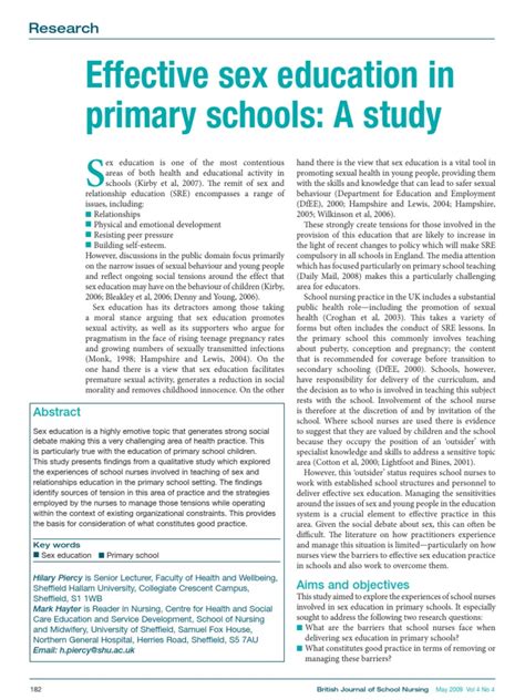 Sex Education In Primary Schools Pdf Sex Education Human Sexual