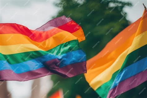 Premium Ai Image Ai Generated Closeup Rainbow Flags Of Lgbt Community