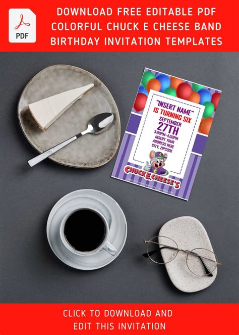 Free Editable Pdf Colorful Chuck E Cheeses Band Birthday Invitation