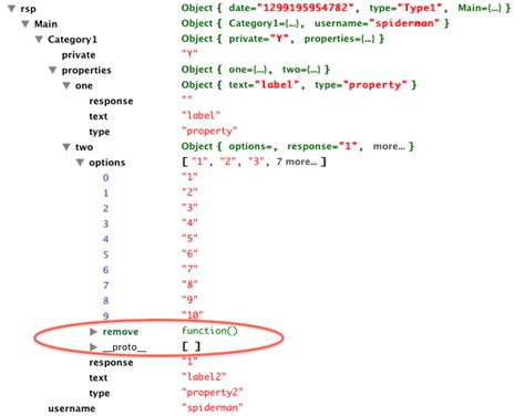 javascript jquery json parsing ajax issue remove and proto