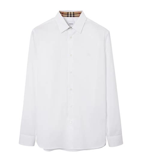 Mens Burberry White Embroidered Ekd Shirt Harrods Uk