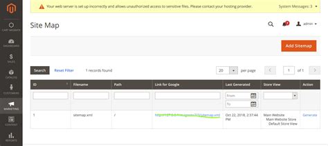 magento2 2 6 deleting a magento 2 sitemap magento