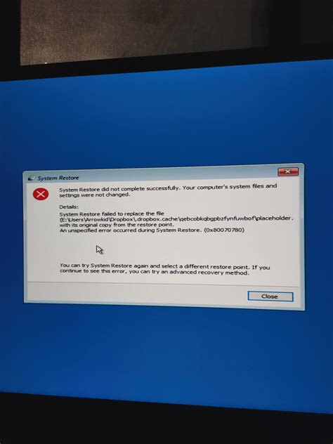 system restore error microsoft community