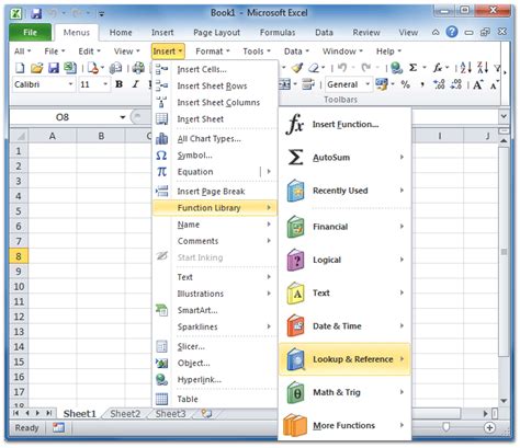 where is lookup and reference command in excel 2007 2010 2013 2016