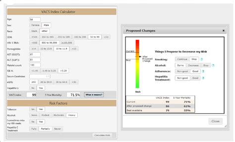 the web interface of the vacs index calculator download scientific