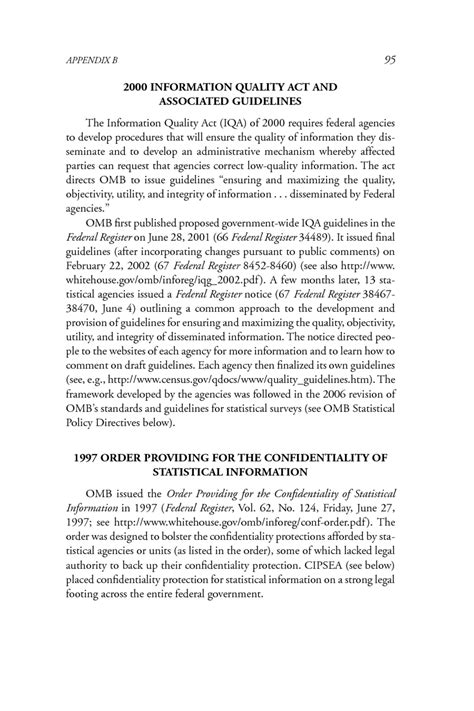 Appendix B Legislation And Regulations That Govern Federal Statistics