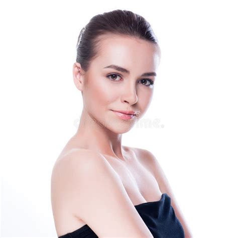 Beautiful Face Of Young Adult Woman With Clean Fresh Skin Stock Image