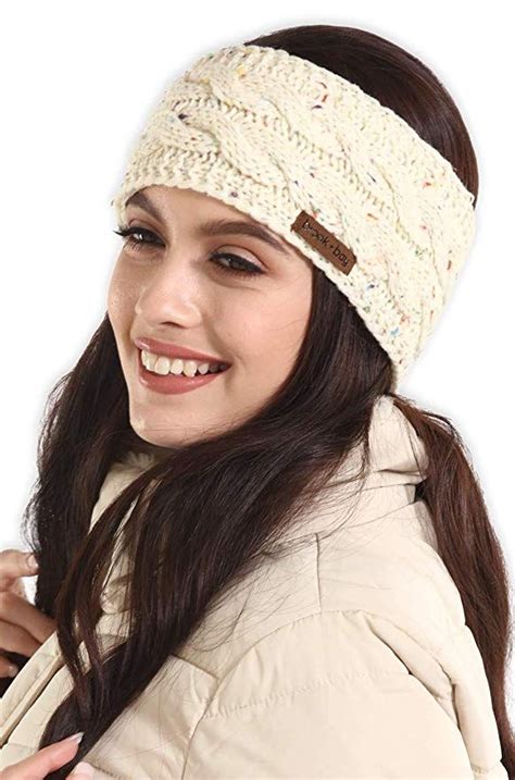 Brook Bay Womens Winter Ear Warmer Headband Fleece Lined Cable Knit
