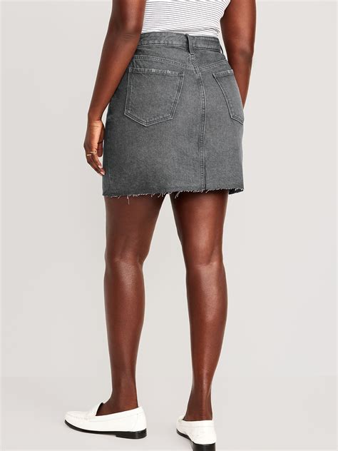 Higher High Waisted Og Straight Button Fly Mini Jean Skirt Old Navy