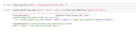 python passing table name as a parameter in psycopg2 relation does