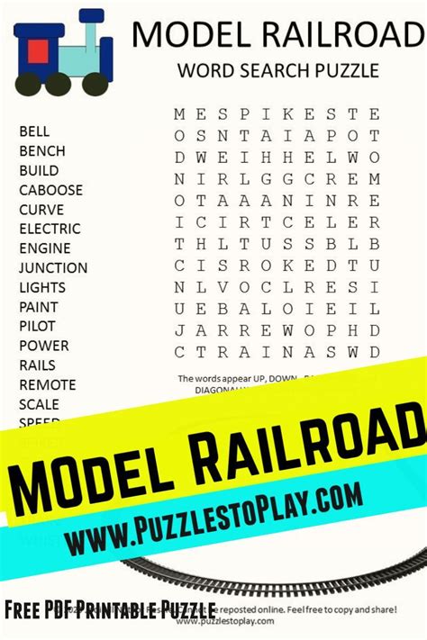 the model railroad word search is a fun look at this popular hobby the