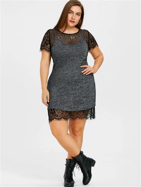 Buy Gamiss Women Plus Size Two Pieces Lace Dress With