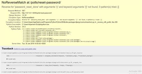 python how could i get over noreversematch at polls reset password