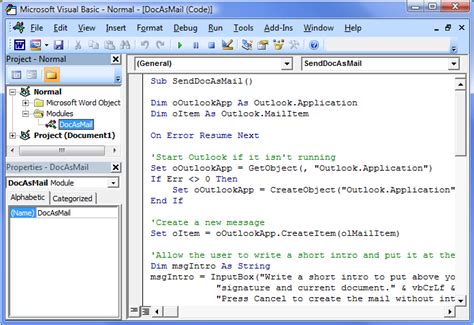 send word document as email howto outlook