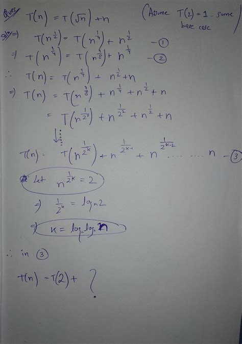 time complexity solve t n t √n n using substitution method
