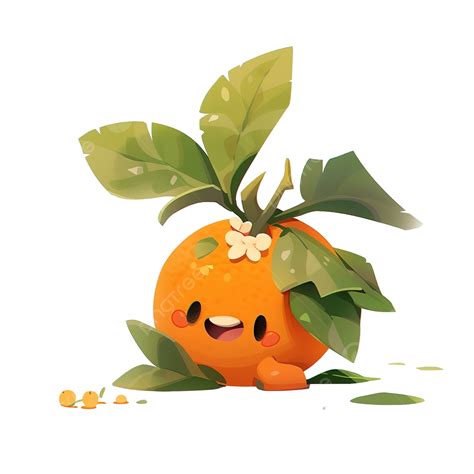 Fruta Naranja Sonriente Con Hoja Verde Png Dibujos Naranja Verdura