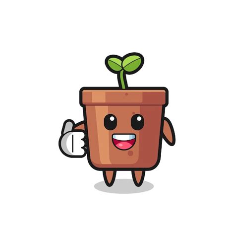 Premium Vector Plant Pot Mascot Doing Thumbs Up Gesture