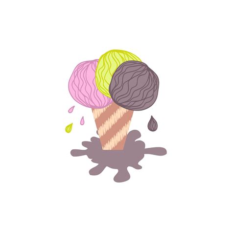 Doodle Melting Assorted Ice Cream Cup With Drops And Puddle 10054980