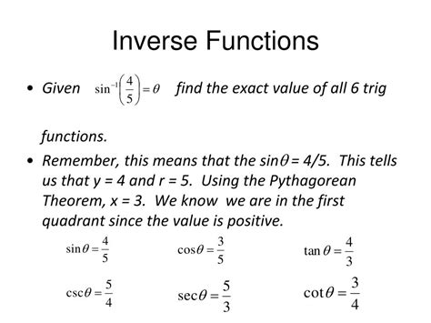 Ppt Inverse Trig Functions Powerpoint Presentation Free Download