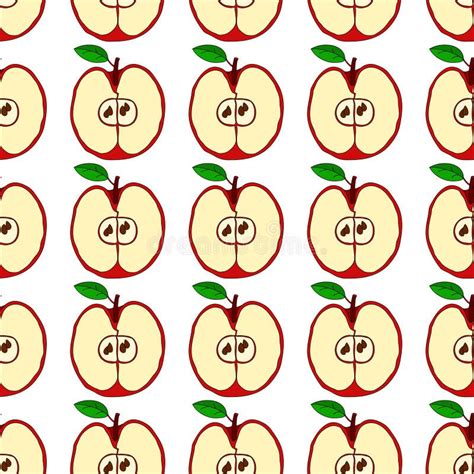 Vector Seamless Pattern With Red Apples Stock Vector Illustration Of