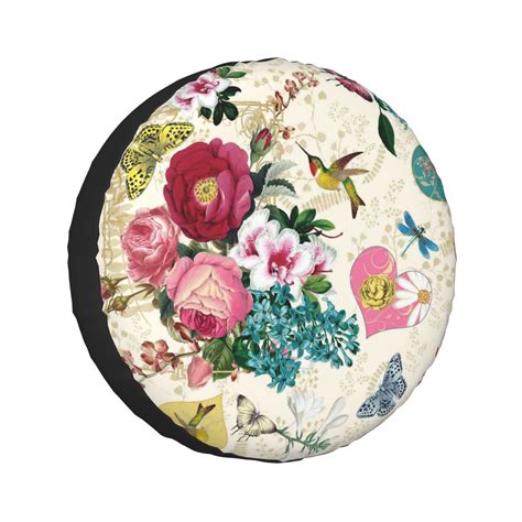 Kll Bird Butterfly Rose Tire Cover Universal Wheel Tire Cover For