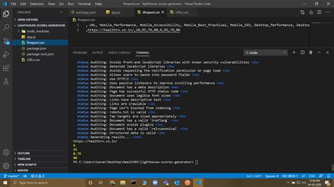 generating lighthouse scores using nodejs geeksforgeeks