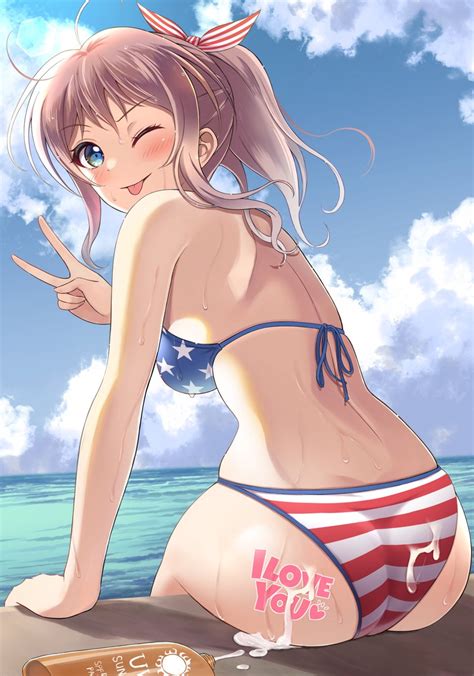 Rule 34 P American Flag Bikini Ass Back View Bang Dream Behind View