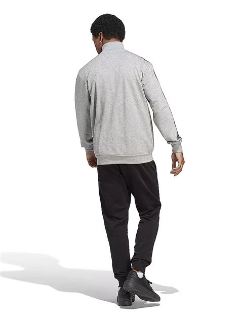 Adidas Herren Trainingsanzug Sportswear Basic 3 Streifen French Terry Grau