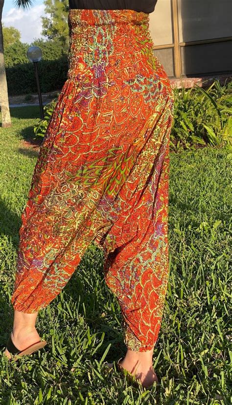 Harem Pants Womens Boho Hippie High Waisted Wide Leg Yoga Etsy Wide