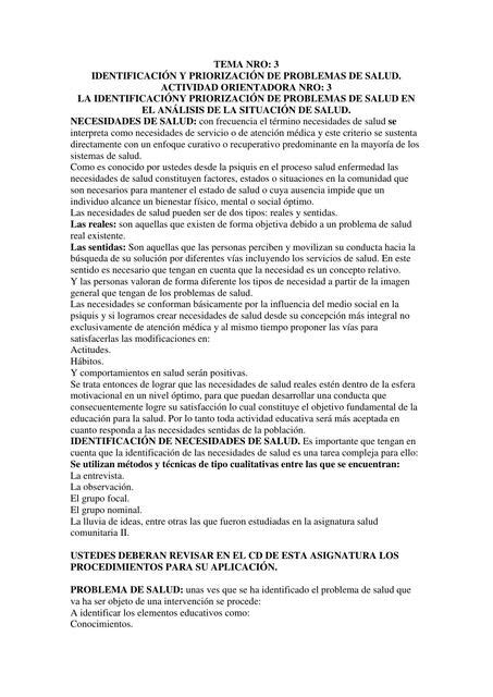 Identificacion Y Priorizacion De Problemas┃ao3┃analisis Situacional De