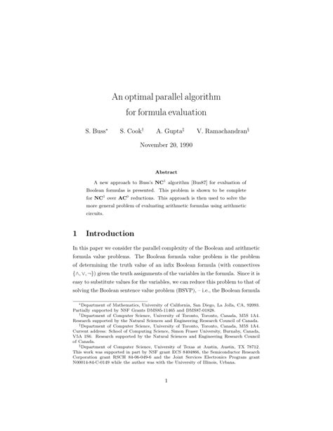 pdf an optimal parallel algorithm for formula evaluation