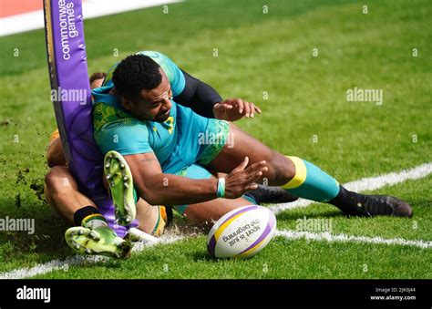 Australias Samu Kerevi Scores A Try During The Mens Pool D Rugby
