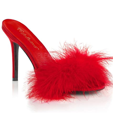 Marabou Feather Slipper With 4 Inch Heel 4 Colors Fantasiawear