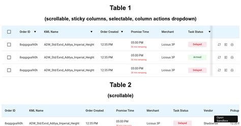 scrollable table codesandbox