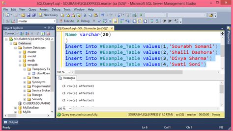 temporary table in sql server