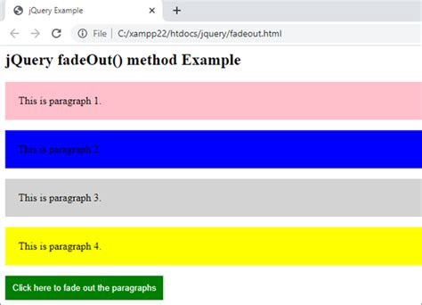 jquery fadeout method codingtag