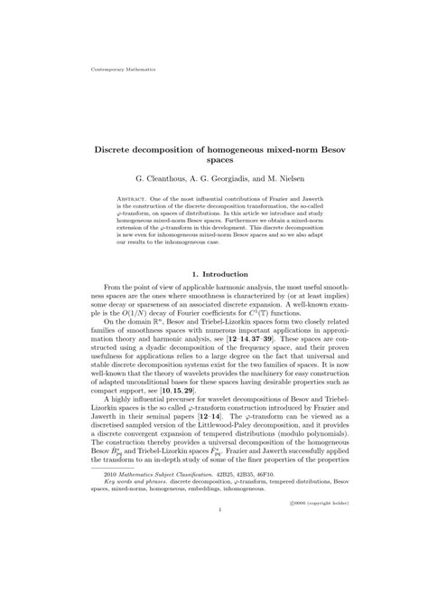 pdf discrete decomposition of homogeneous mixed norm besov spaces