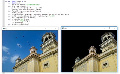 opencv で grabcut 法による前景背景分離を行ってみる（python を使用）