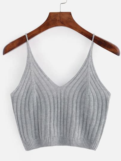 Ribbed Knit Crop Cami Top Shein Sheinside