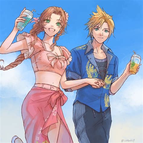 Cloud Strife Aerith Gainsborough Chocobo Cloud Strife And Aerith