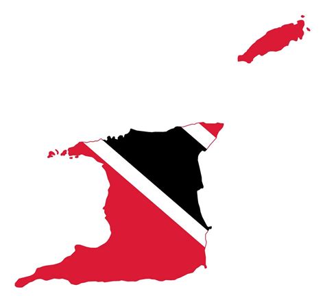 Large Flag Map Of Trinidad And Tobago Trinidad And Tobago North