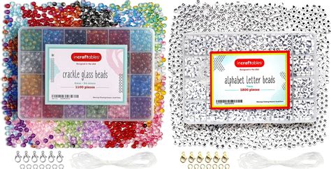 Incraftables Crackle Glass Beads 24 Colors 1100pcs 6mm And 1200pcs Round